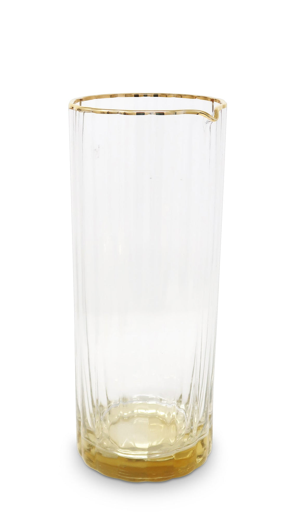 Glass Optic Pitcher with Gold Base and Rim, 9.75"H – Decorative Gifts