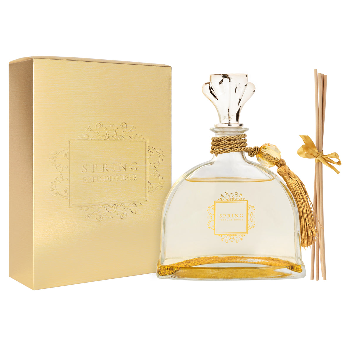 Large scent diffuser WHITE FLOWER Gold glitter design 300 ml ...