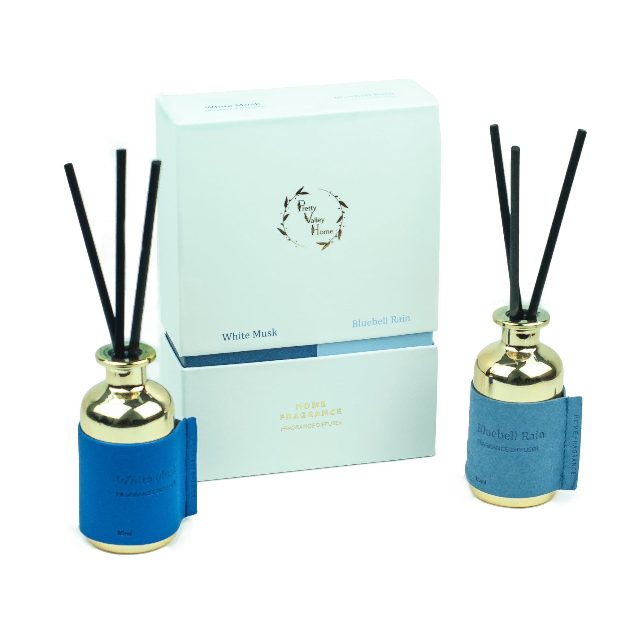 Pretty Valley Home Air Fragrance Reed Diffuser Set White Musk Bluebell ...